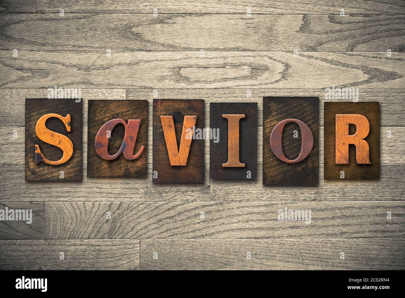 Savior Concept Wooden Letterpress Type Stock Photo - Alamy