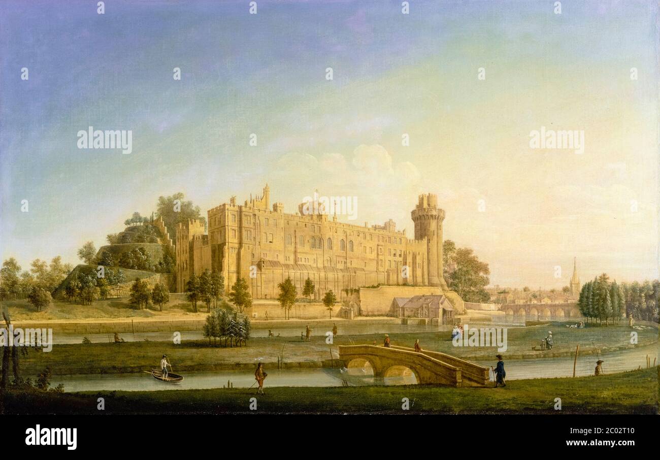 Warwick Castle, landscape painting by Francis Harding, circa 1764 Stock ...
