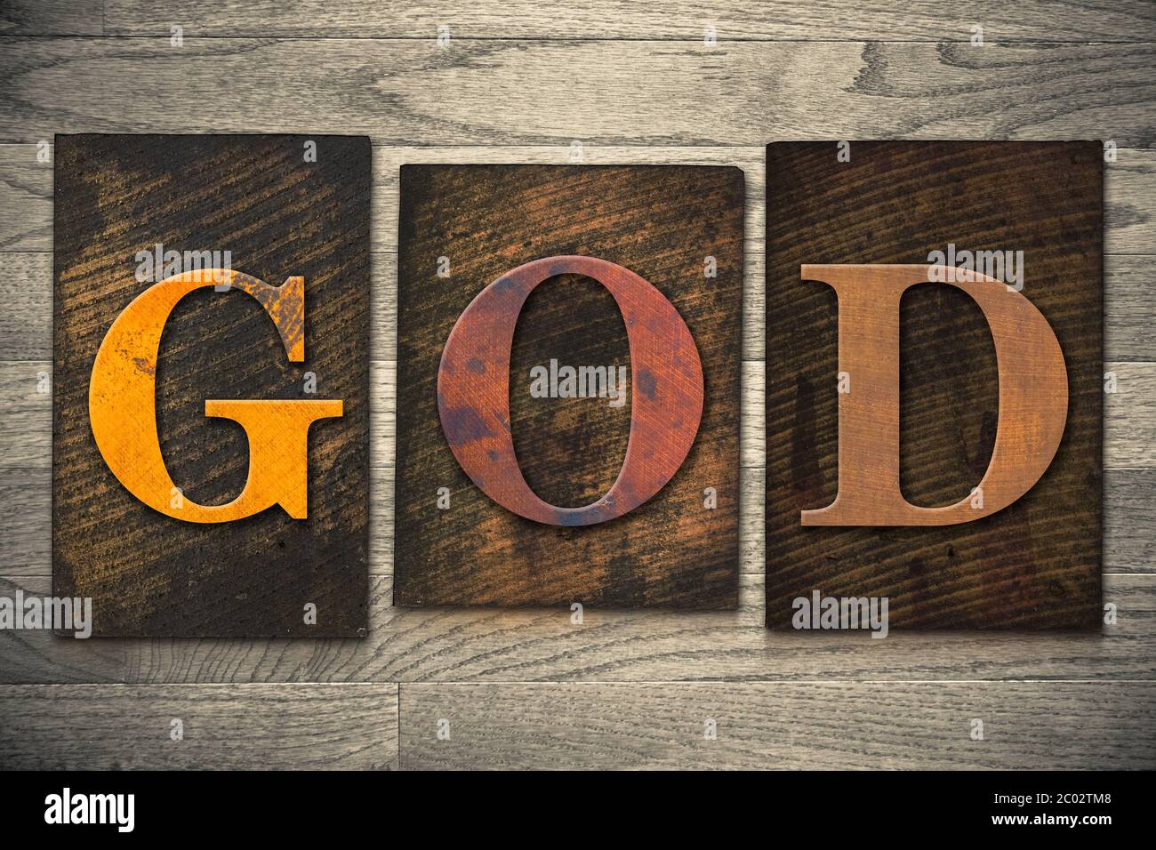 God Concept Wooden Letterpress Type Stock Photo - Alamy