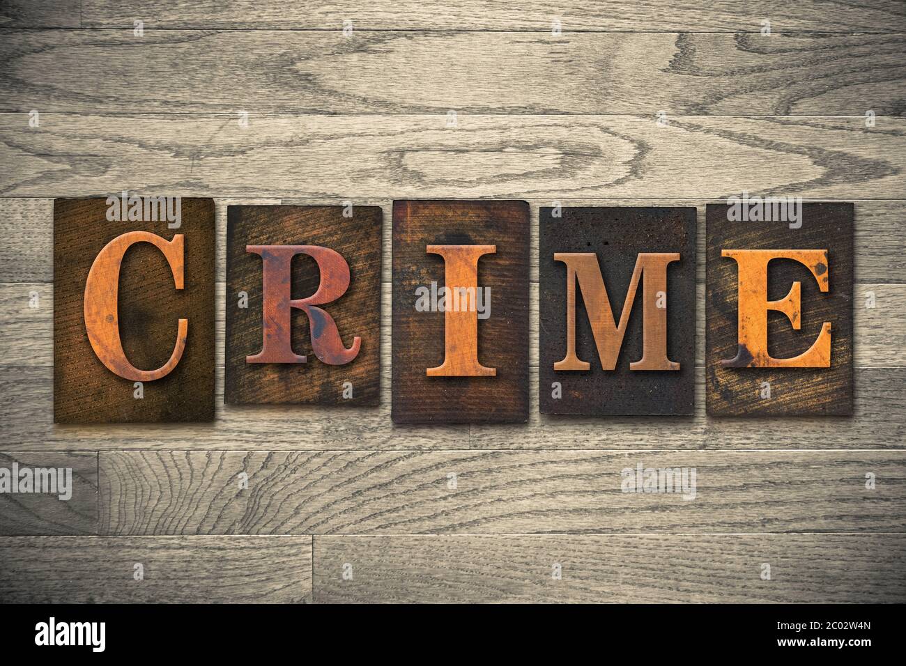 Crime Concept Wooden Letterpress Type Stock Photo - Alamy
