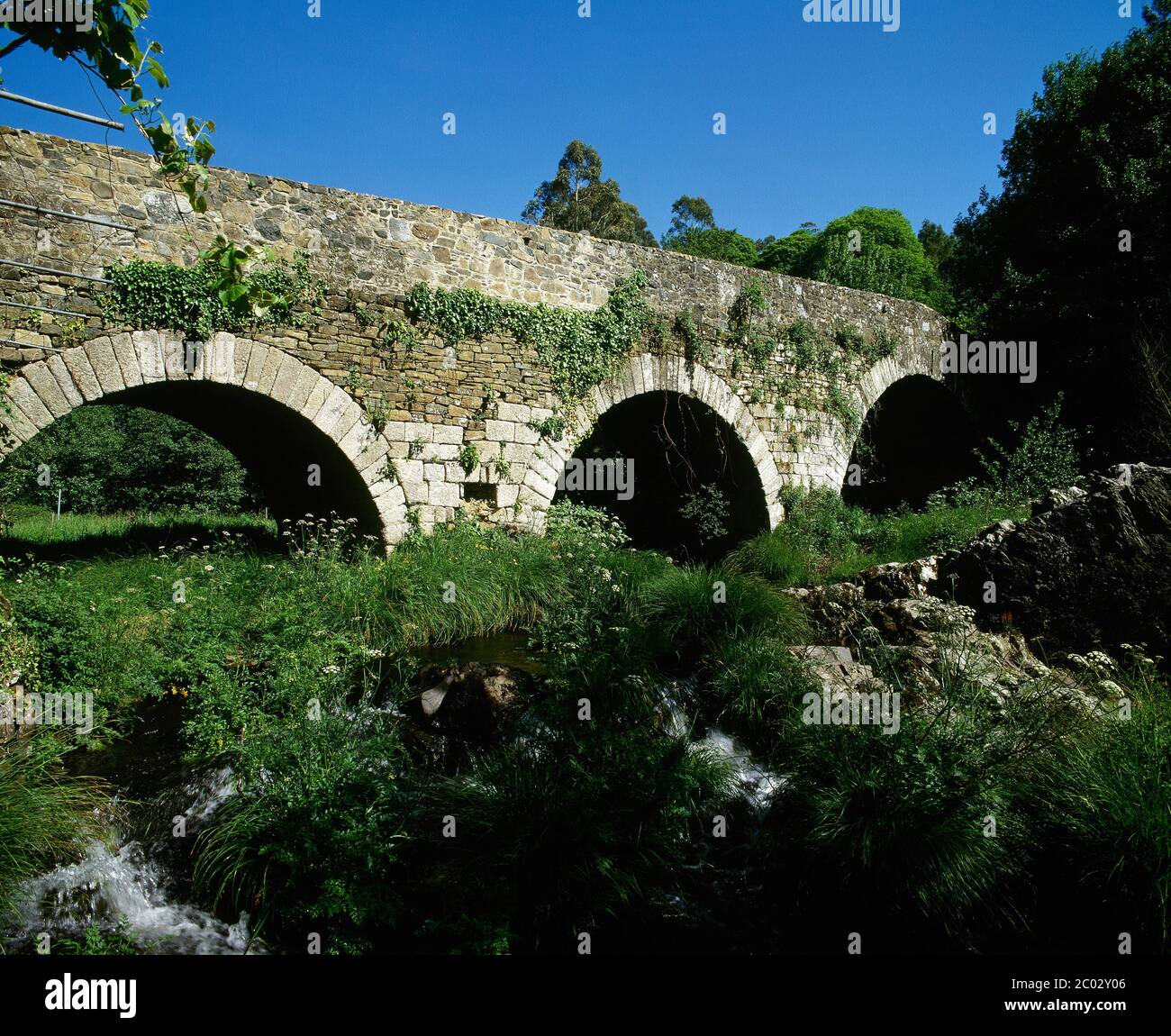 Spain, Galicia, La Coruña province, Melide, Furelos. Bridge over the ...