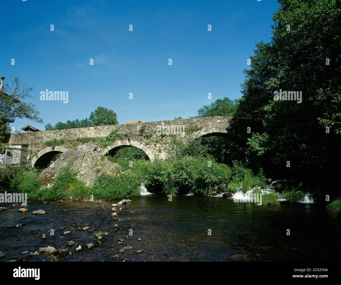 Spain, Galicia, La Coruña province, Melide, Furelos. Bridge over the ...