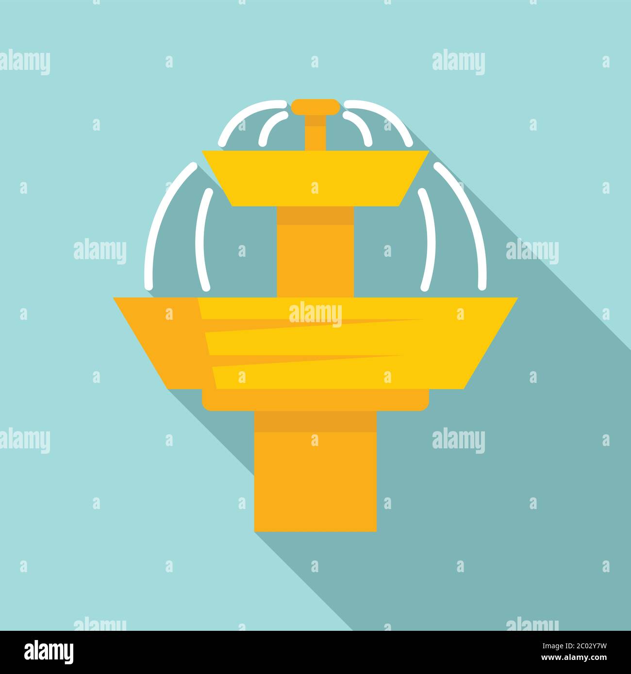 Golden drinking fountain icon. Flat illustration of golden drinking ...
