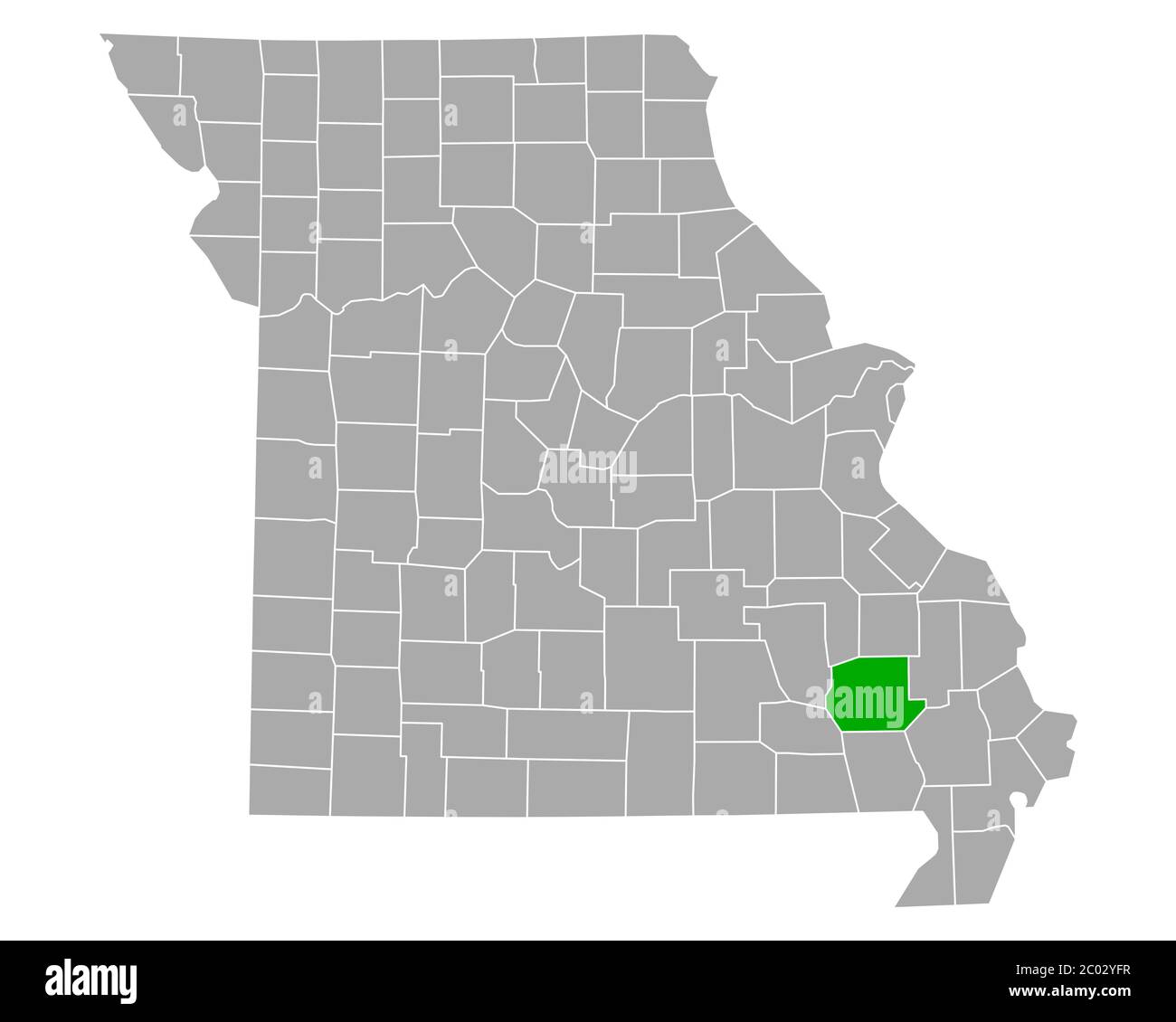 Map of Wayne in Missouri Stock Photo - Alamy