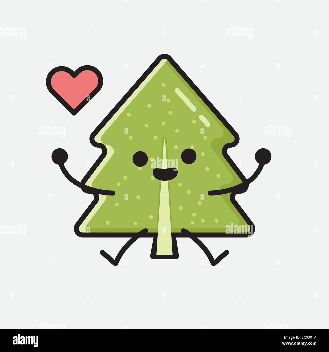 An Illustration of Cute Pine Tree Mascot Vector Character in Flat ...