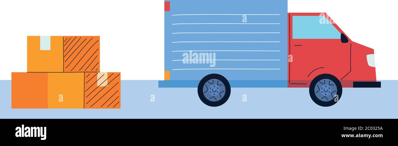 transport of merchandise for stores with location vector illustration ...