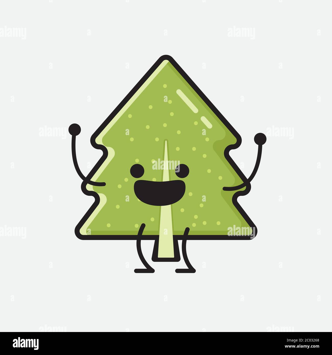 An Illustration of Cute Pine Tree Mascot Vector Character in Flat ...