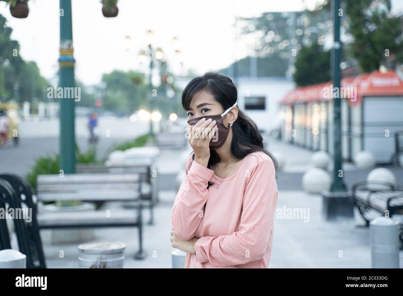 wearing face masks on new normal. covid 19 virus prevention Stock Photo ...