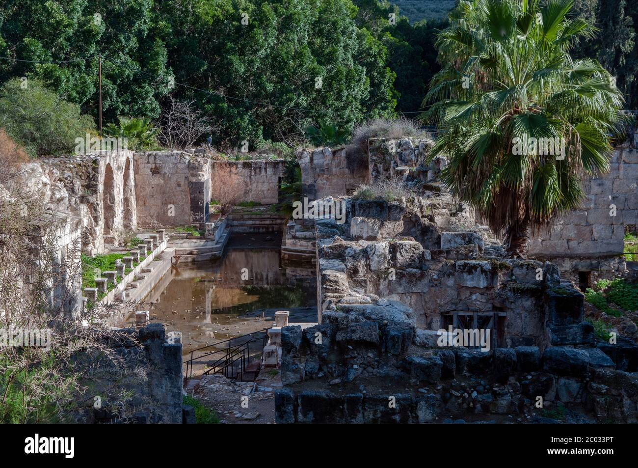 Ancient Roman baths in Hamat Gader or al-Hammaa a hot springs site in ...