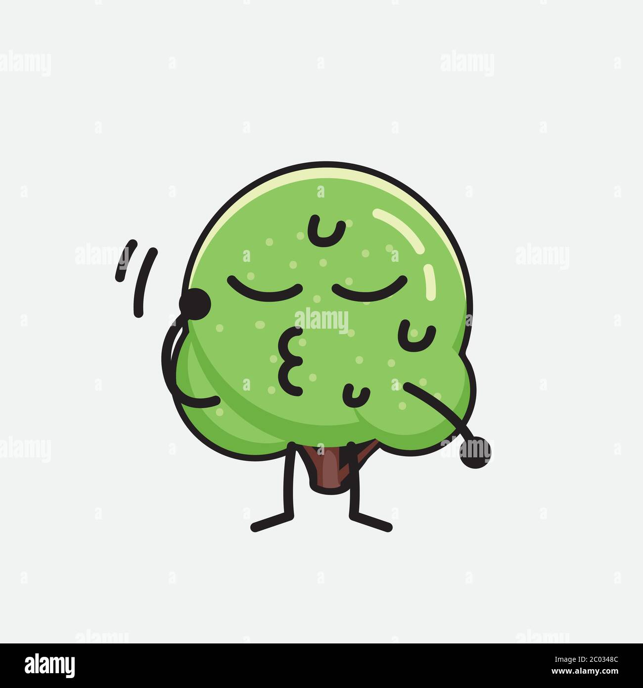 An illustration of Cute Green Rounded Tree Mascot Vector Character in ...