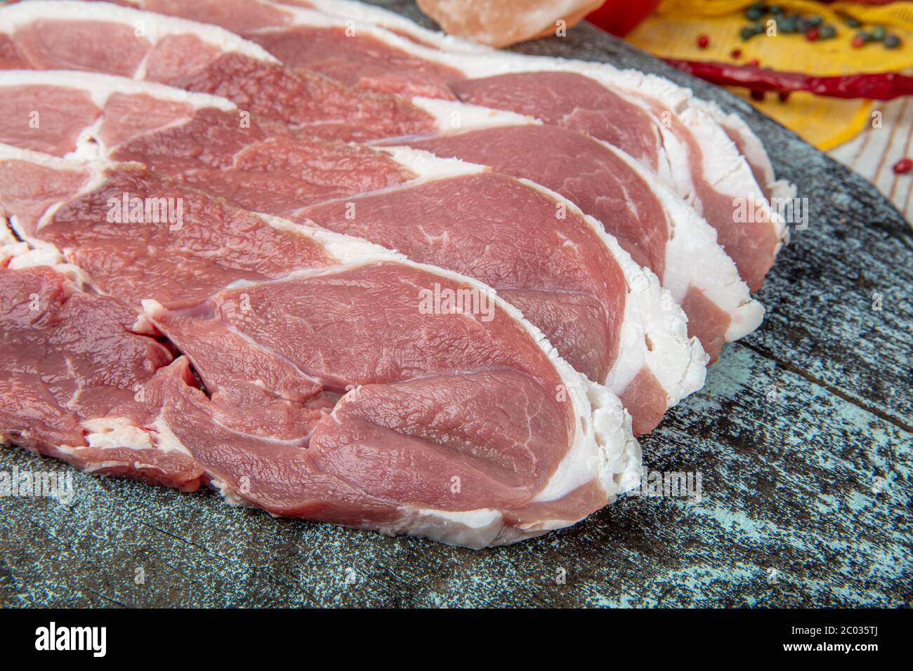 Barbecue Rib Eye Steak, dry Aged Wagyu Entrecote. Variety of Raw Angus ...