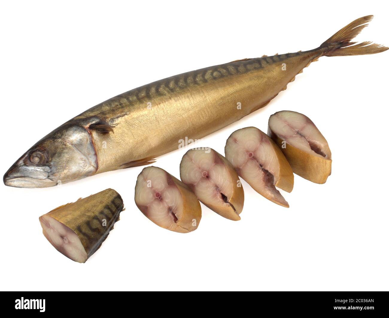 Cold smoked mackerel fish isolated on white background Stock Photo - Alamy