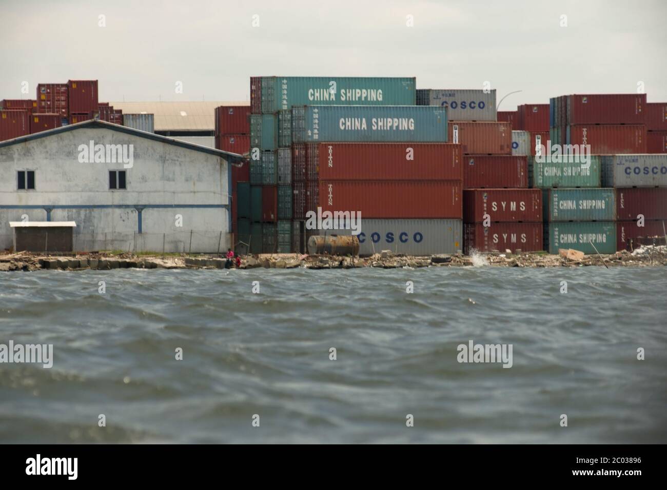 A shipping container terminal close to Port of Jakarta, seen from the ...