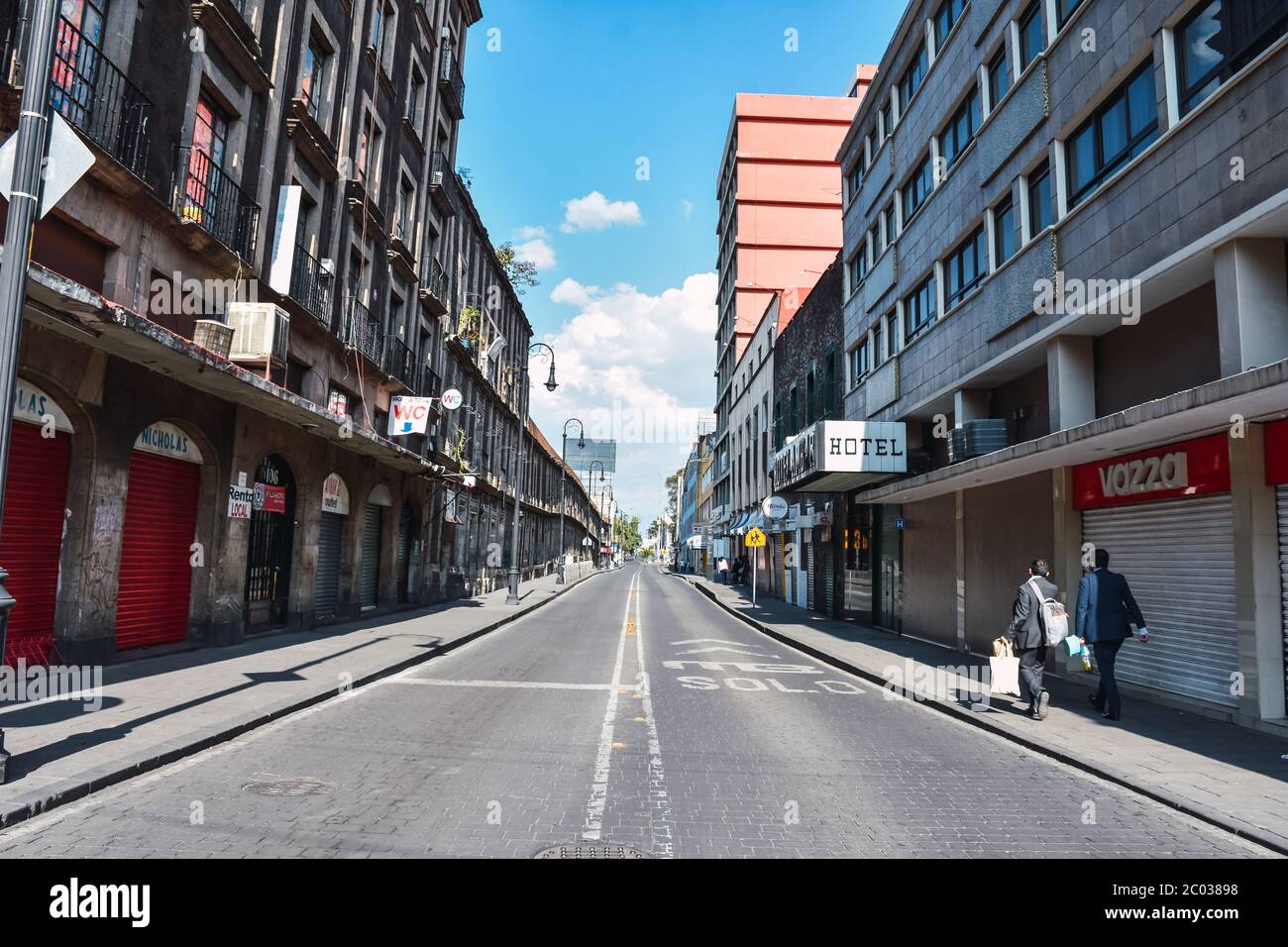 Mexico City, Mexico ; April 26 2020: Empty streets of the historic ...