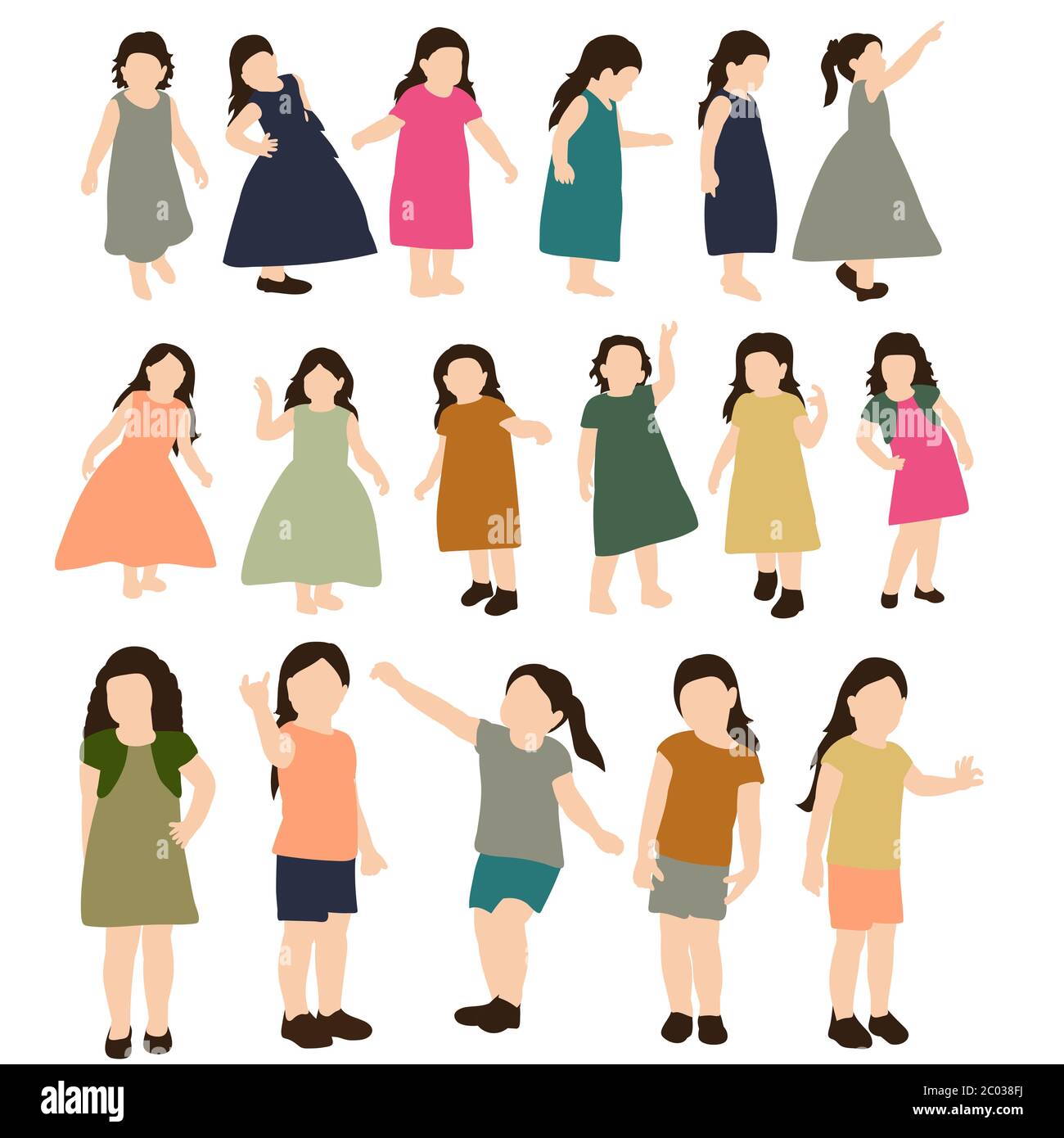 vector, on a white background, in a flat style little girl, set Stock ...