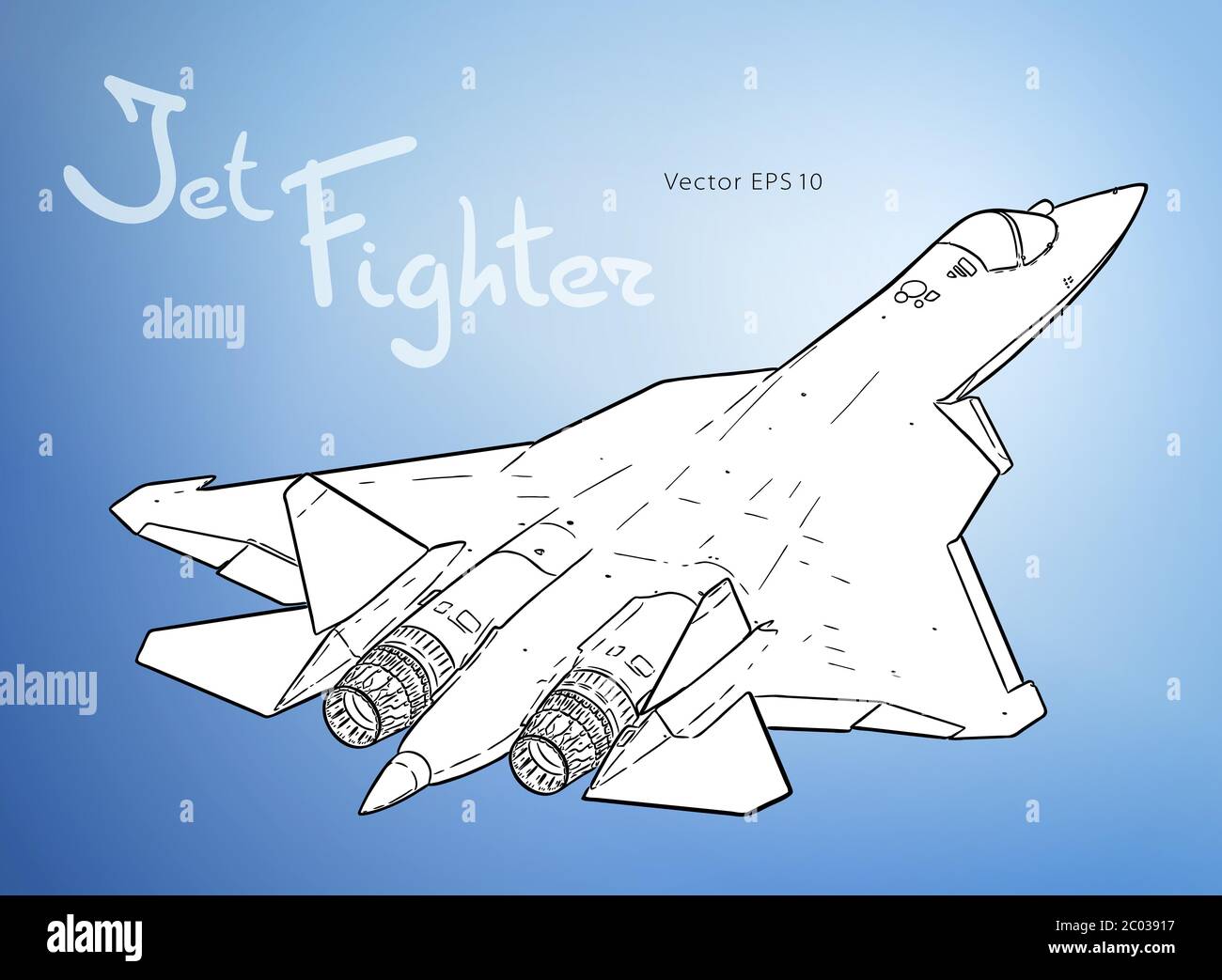 Modern Russian jet fighter aircraft. Vector draw Stock Vector Image ...