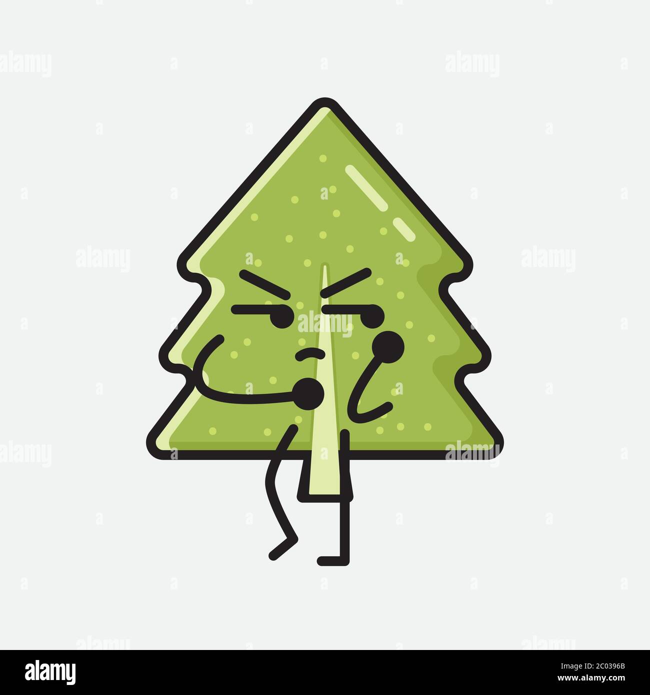 An Illustration of Cute Pine Tree Mascot Vector Character in Flat ...