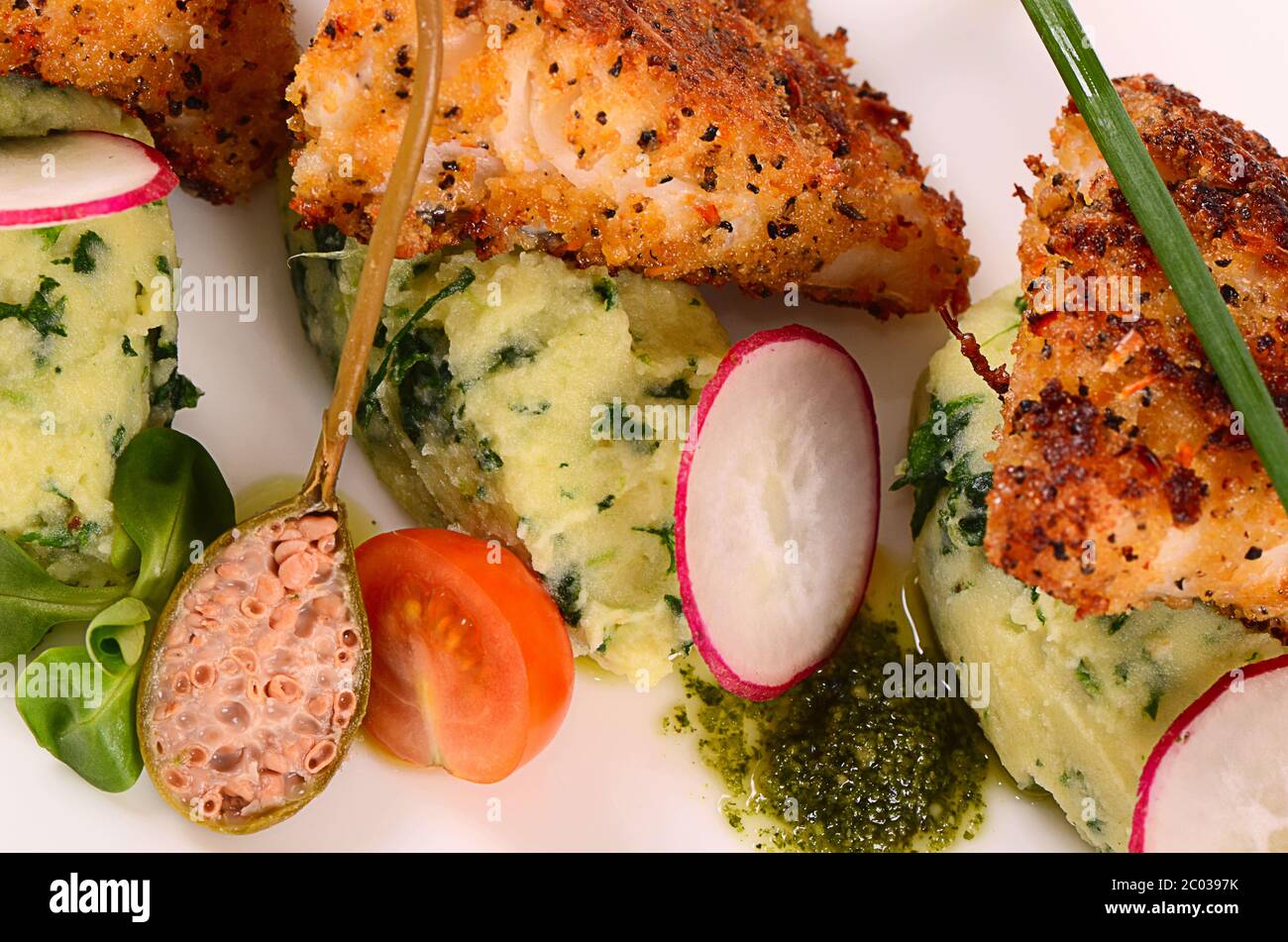 Breaded fried fish mashed hi-res stock photography and images - Alamy
