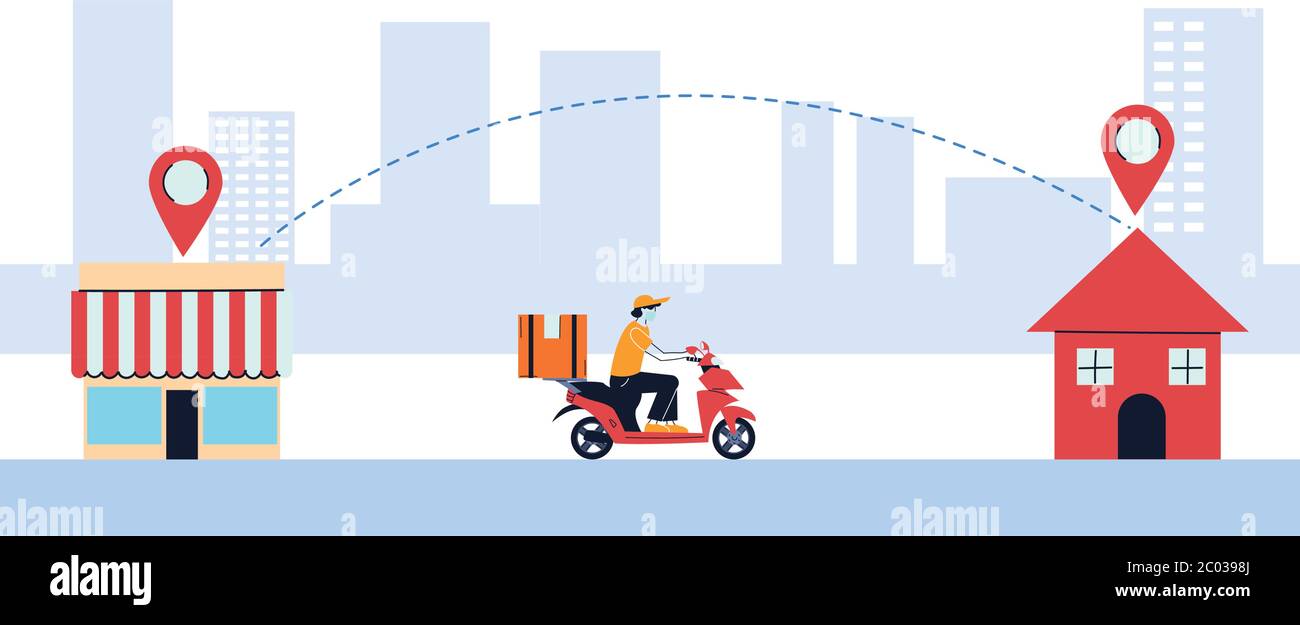 delivery of merchandise from store to home vector illustration desing ...