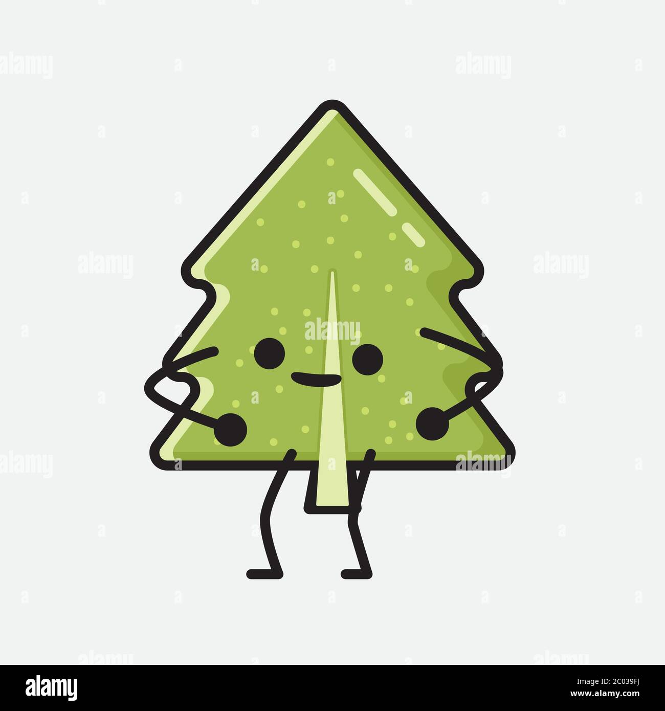 An Illustration of Cute Pine Tree Mascot Vector Character in Flat ...