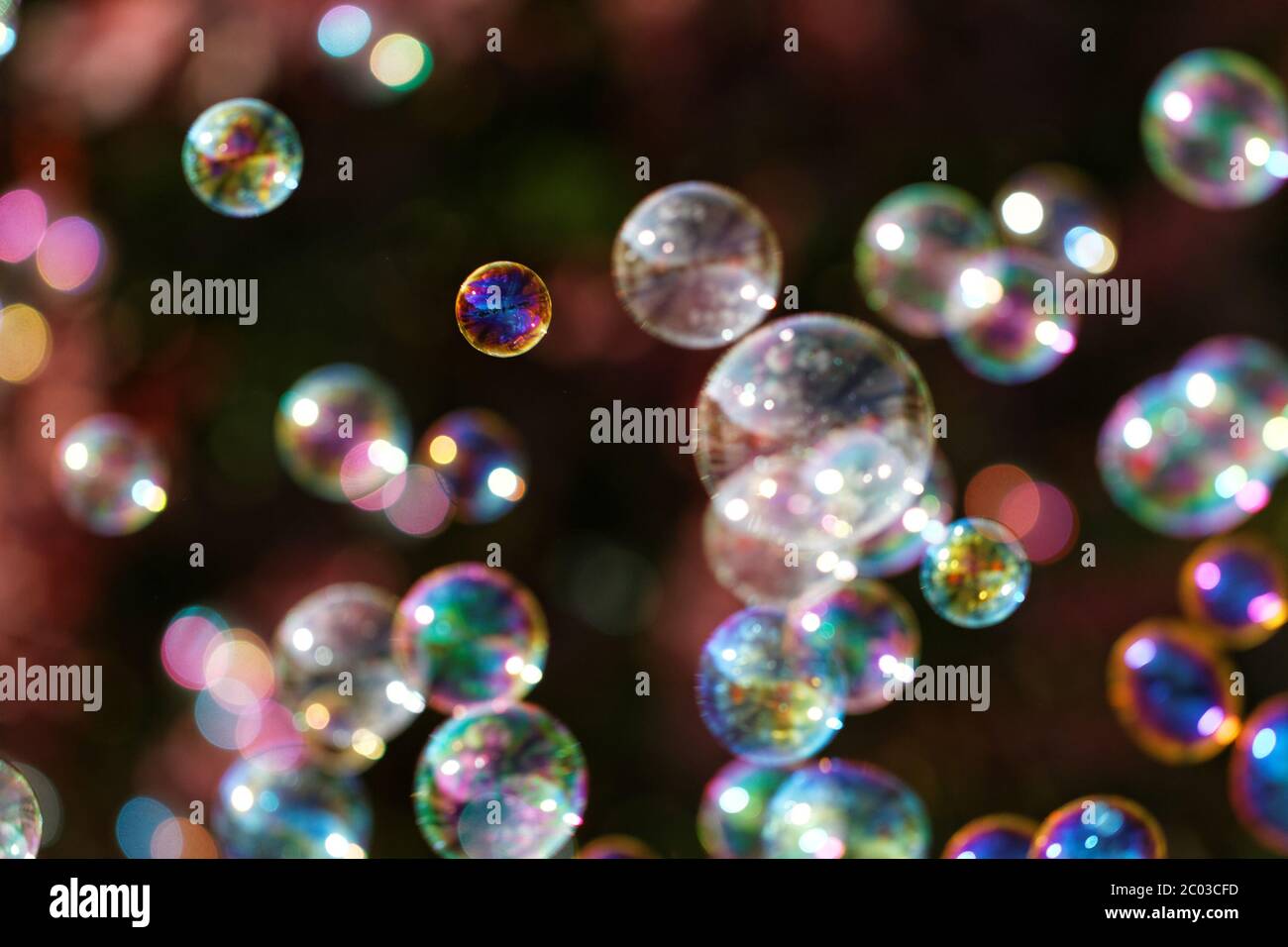 The rainbow bubbles from the bubble blower Stock Photo - Alamy