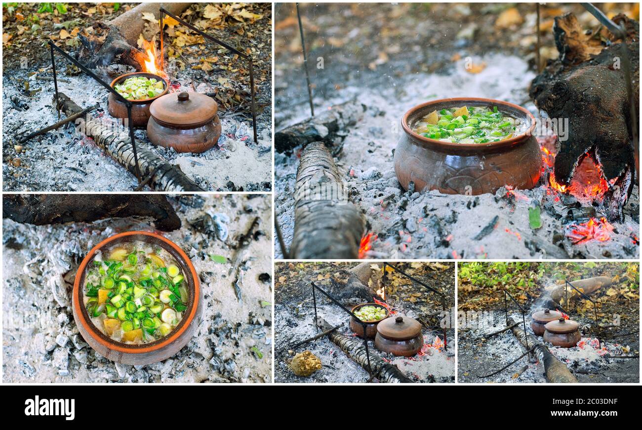 Collage - cooking in the pot Stock Photo - Alamy
