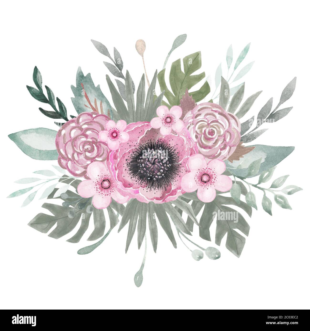 Boho tropical plants flowers Cut Out Stock Images & Pictures - Alamy