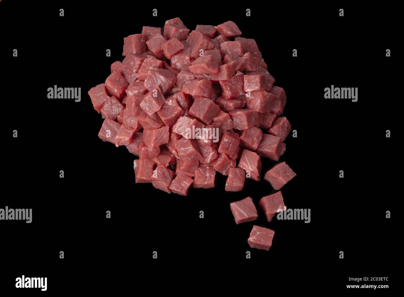 Raw chopped lamb fillet, diced tenderloin or cubed mutton sirloin meat ...
