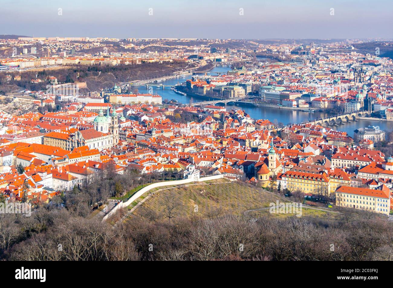 Prague panormaic cityscape. Aerial view from Petrin Tower, Praha, Czech Republic Stock Photo - Alamy