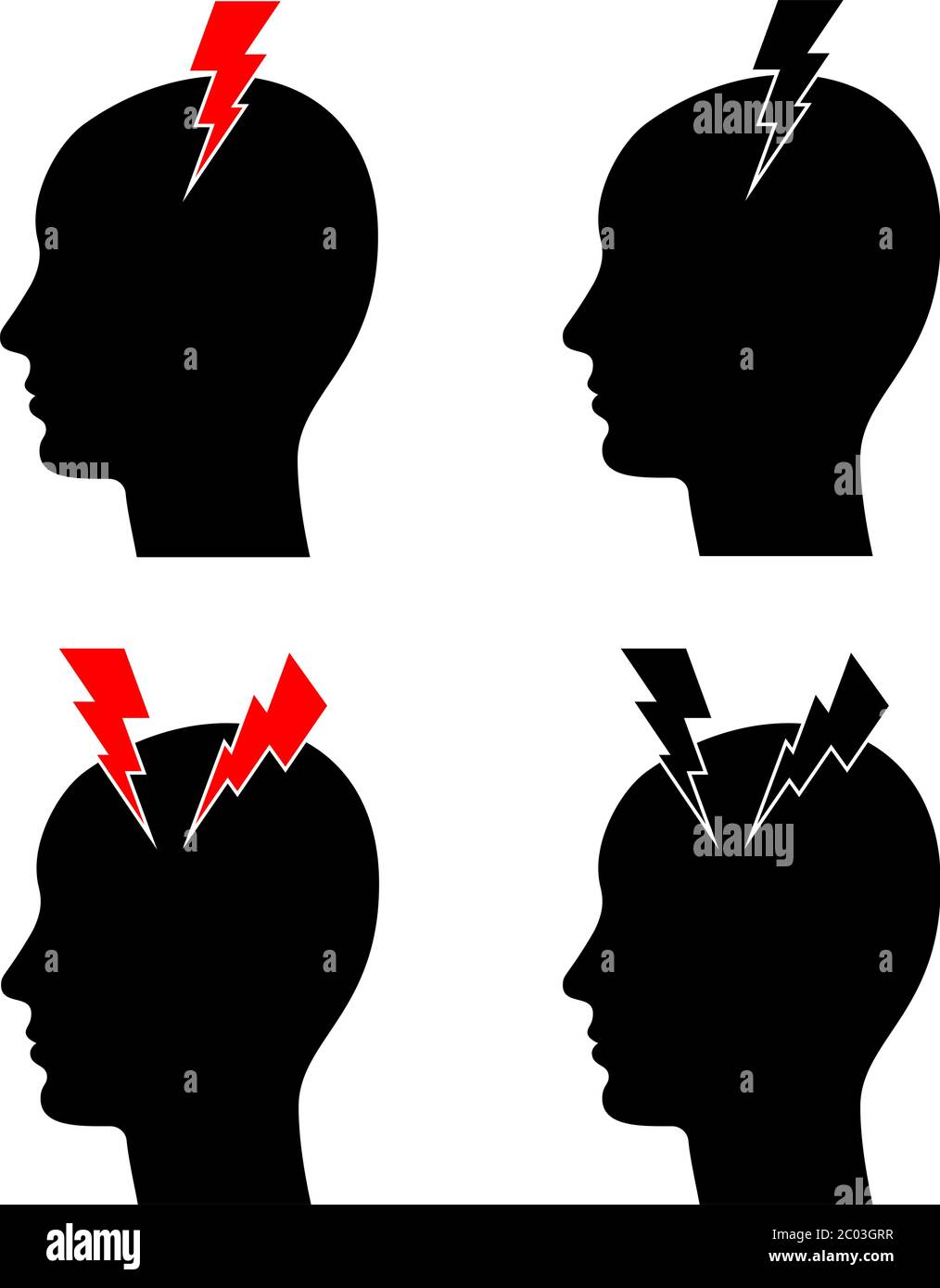 Headache Continuous Pain Icon, Pain in Head Vector Illustration Stock ...
