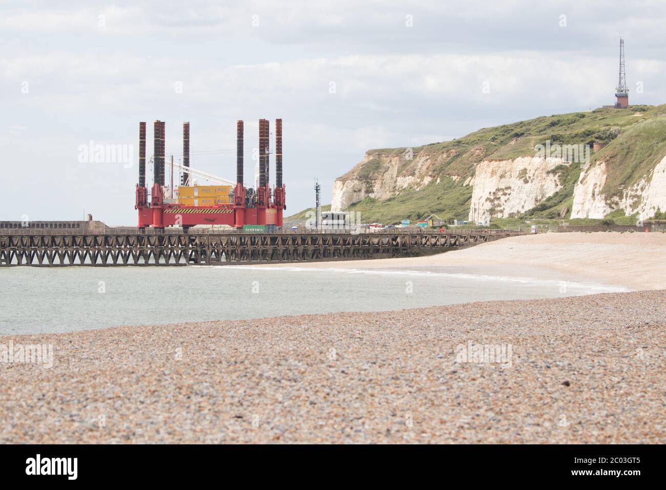 Newhaven harbour from Seaford beach. Sussex, UK Stock Photo - Alamy