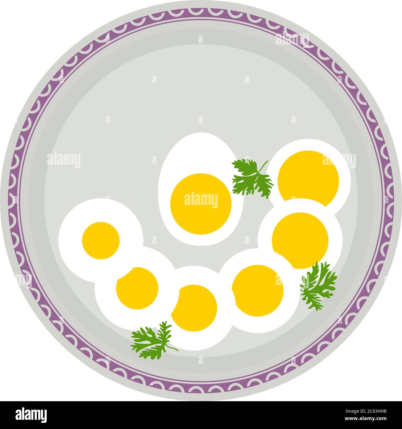 Boiled Eggs In Plate Vector Illustration Stock Vector Image & Art - Alamy