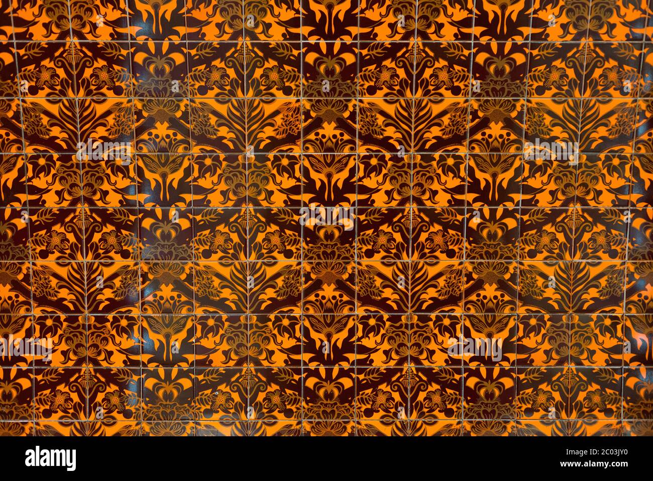 Tile designs at Walthamstow Central station on the Victoria Line on the ...