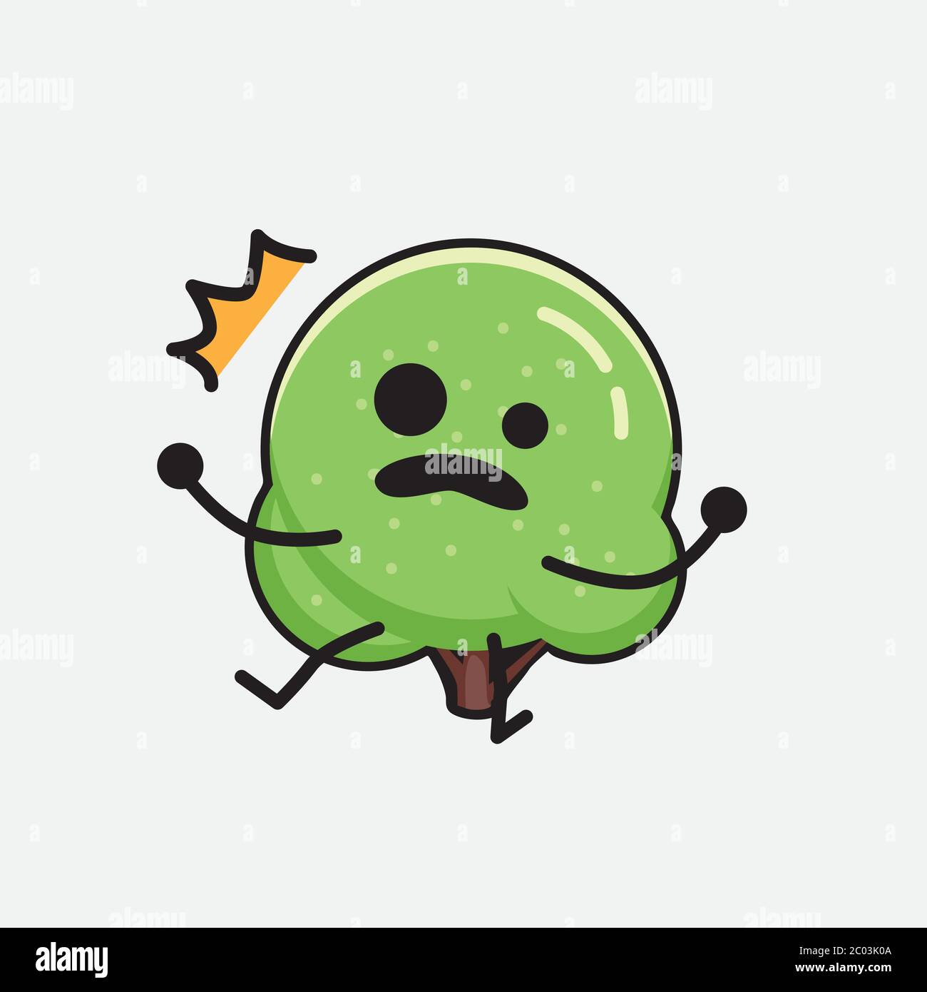 An illustration of Cute Green Rounded Tree Mascot Vector Character in ...