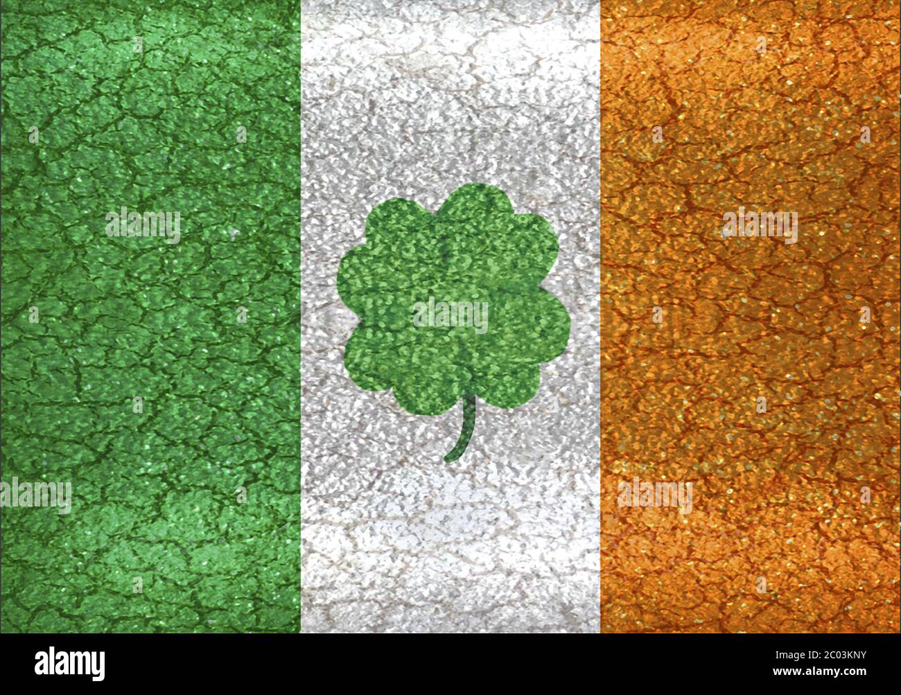 Ireland Flag with Shamrock at Center Grunge Illustration Stock Photo ...