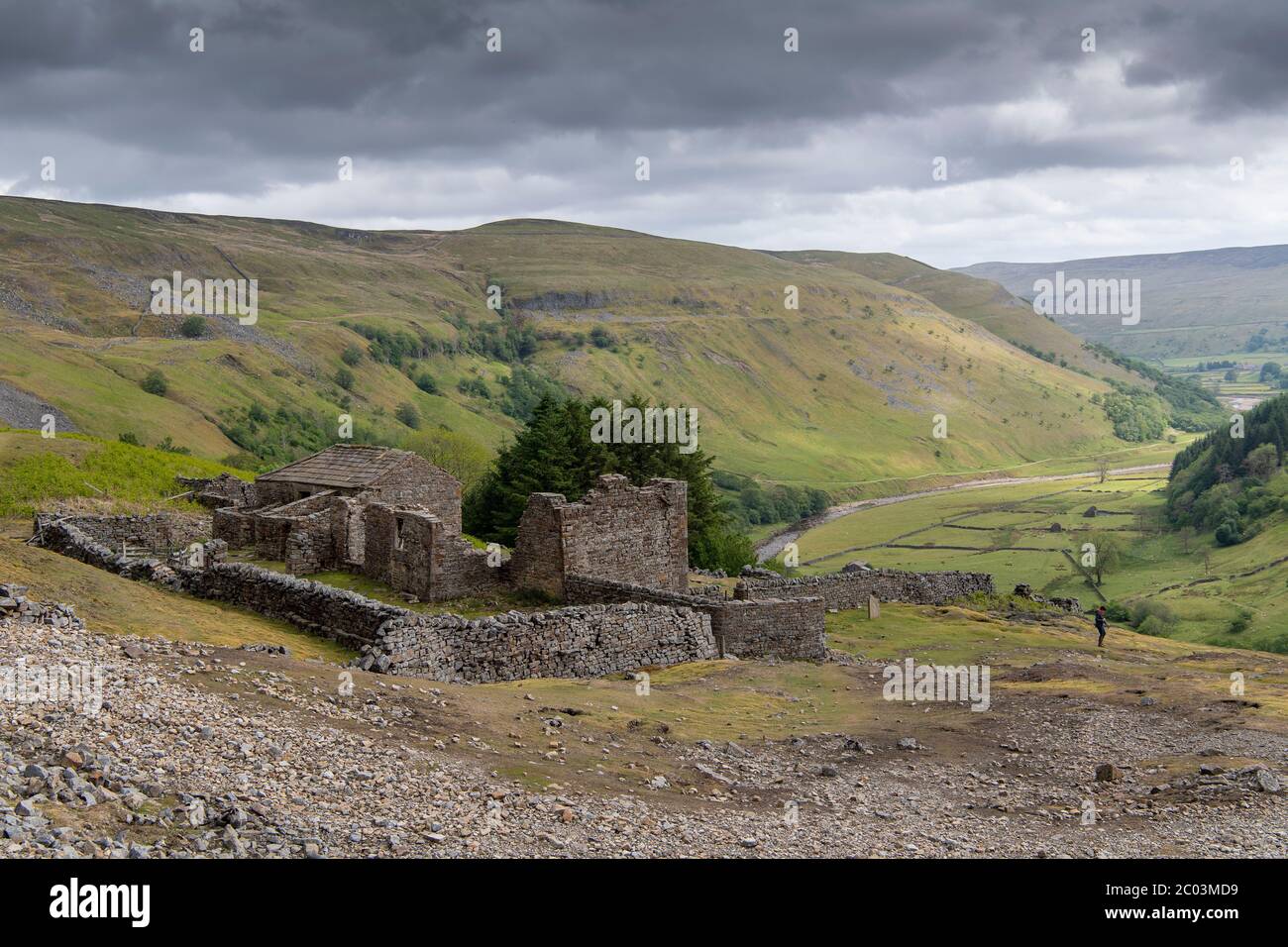 Ruins of Crackpot Hall near Keld at the top of Swaledale in the ...