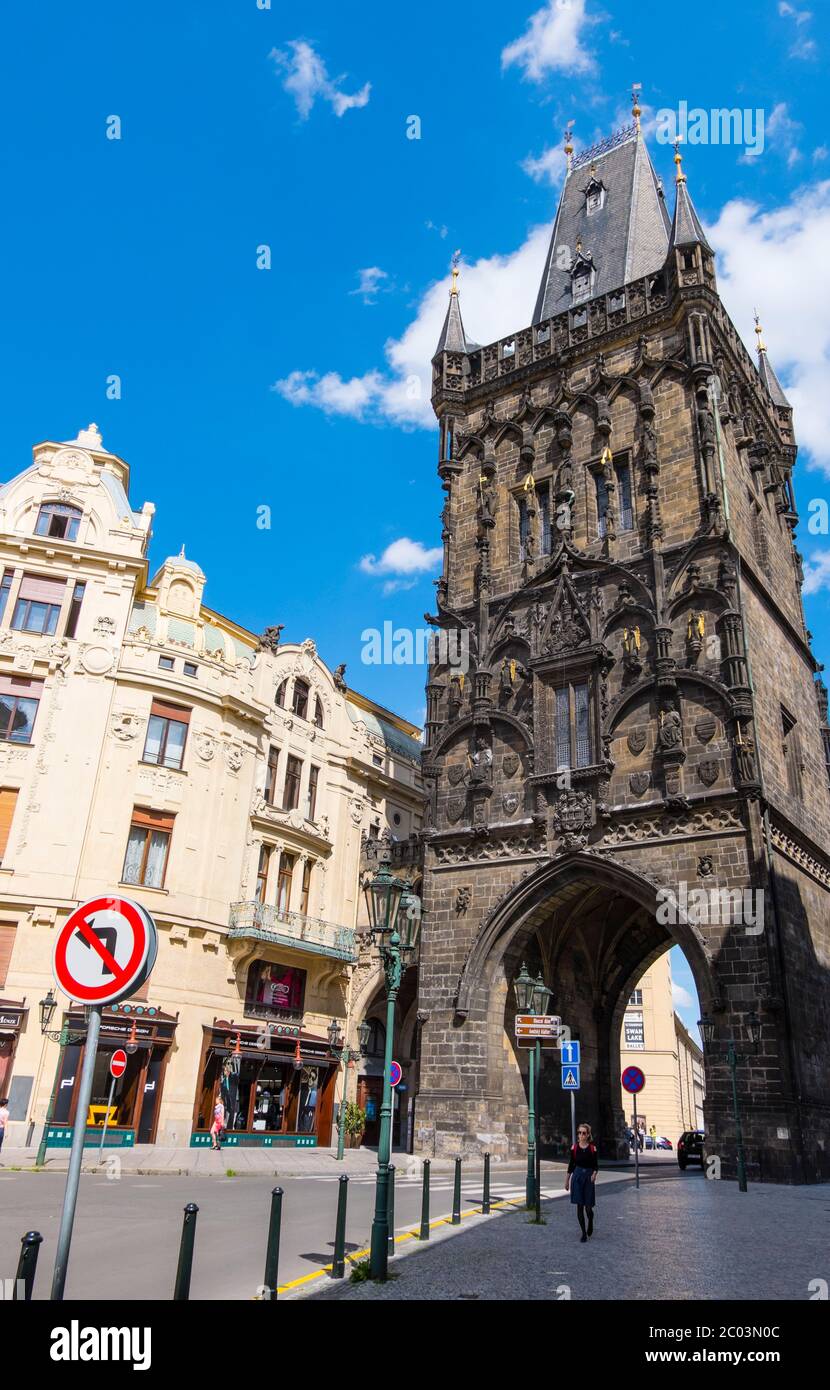 Prasna brana, powder tower, old town, Prague, Czech Republic Stock Photo - Alamy