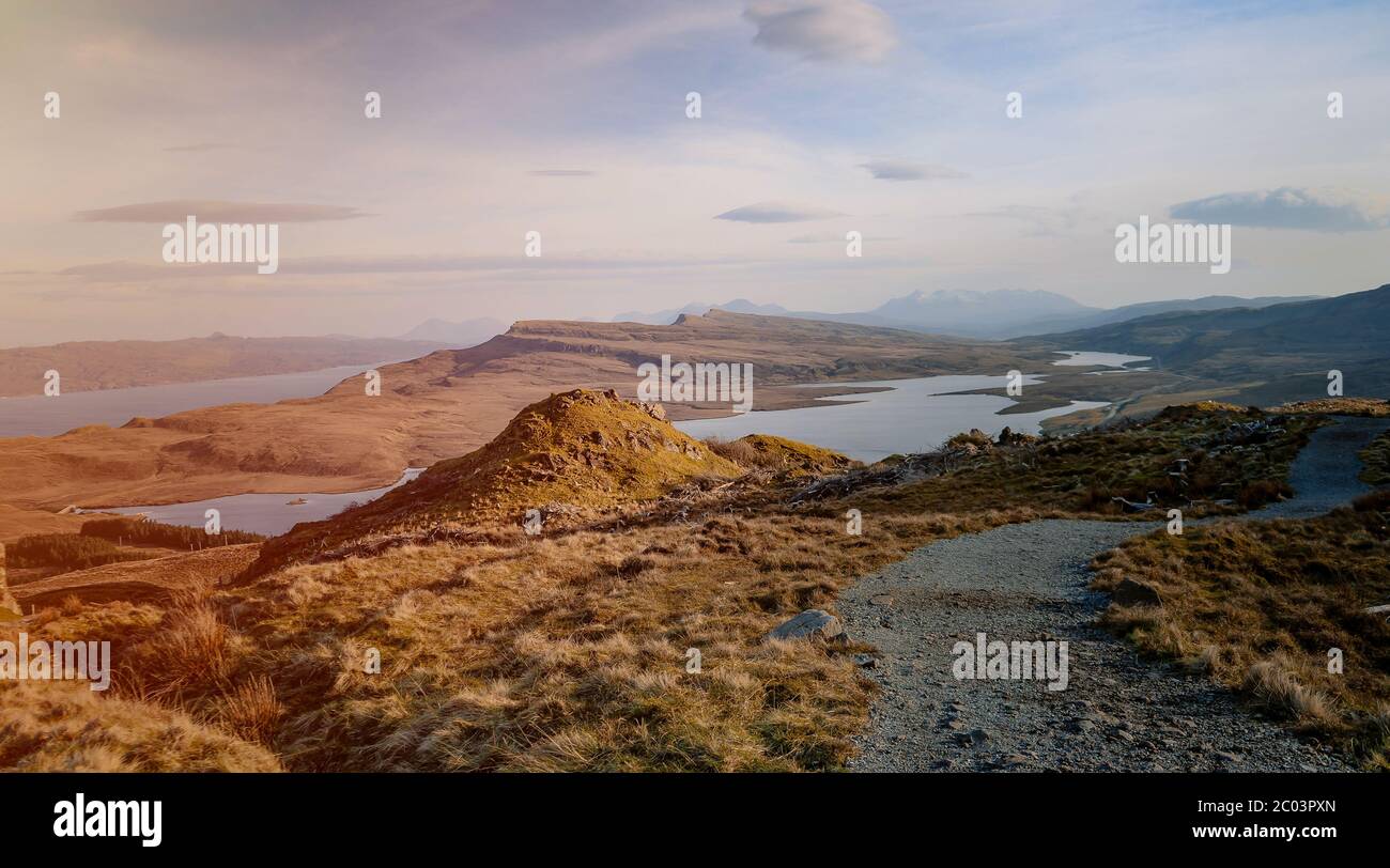 Landscape during sunset or sunrise in Isle of Skye northern Scotland ...