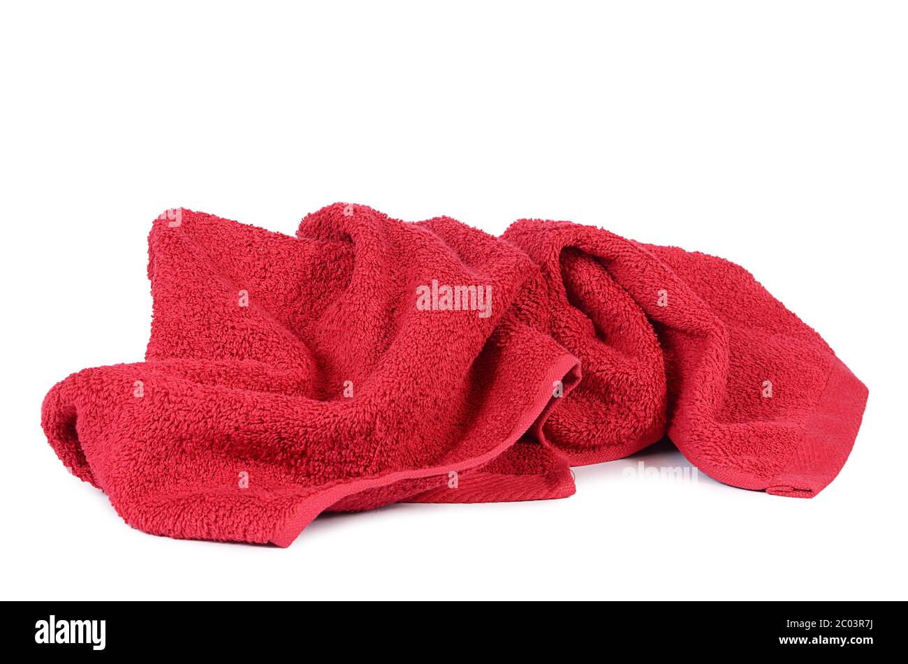 Red towel isolated on white background Stock Photo - Alamy