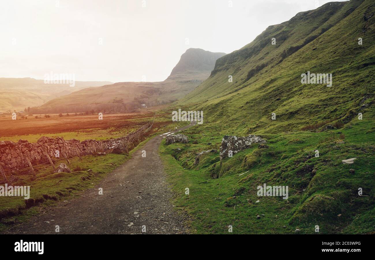 Landscape during sunset or sunrise in Isle of Skye northern Scotland ...