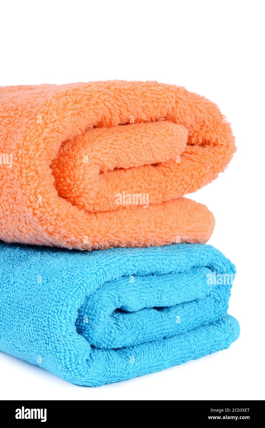 Two towel isolated on white background Stock Photo - Alamy