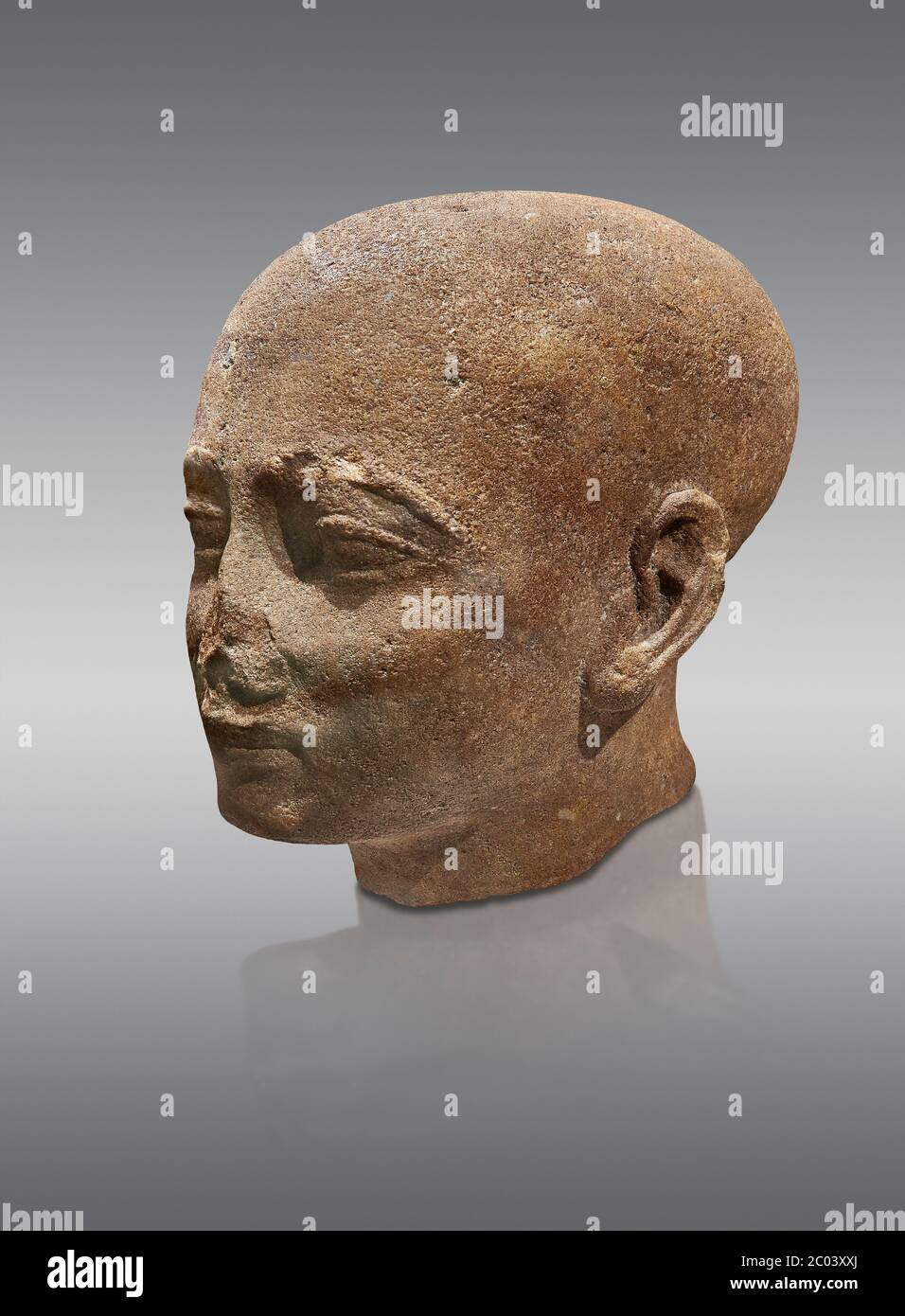 Ancient Egyptian statue shaved head of a priest, New Kingdom, 18th ...