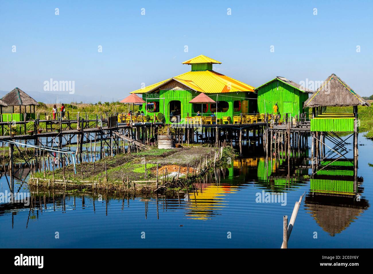 A Colourful Cafe/Restaurant, Minethauk Bridge, Lake Inle, Shan State ...