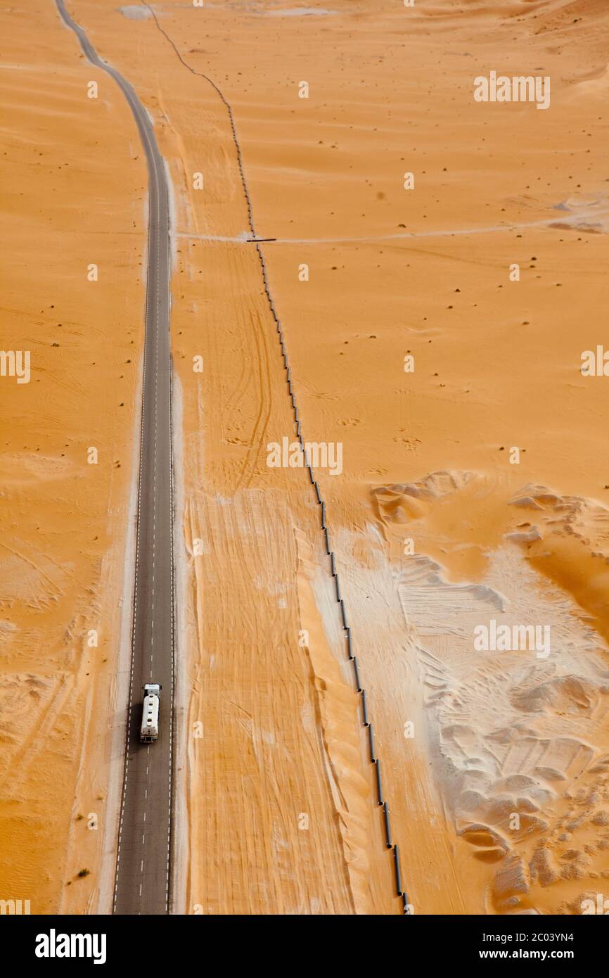 A line of pipes positioned ready for welding for an oil company in the ...