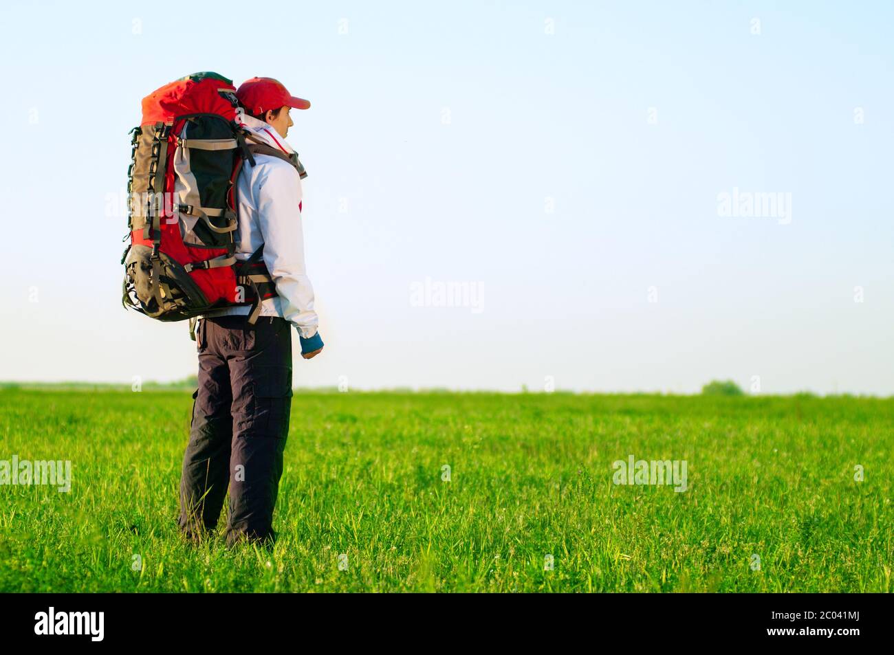 Person travel backpack standing hi-res stock photography and images - Alamy