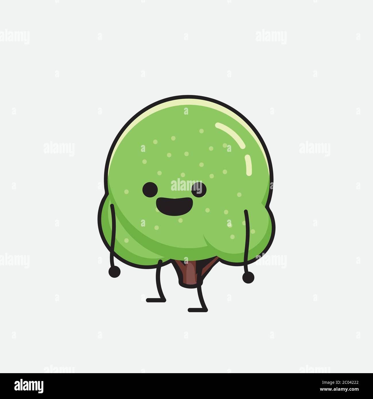 An illustration of Cute Green Rounded Tree Mascot Vector Character in ...