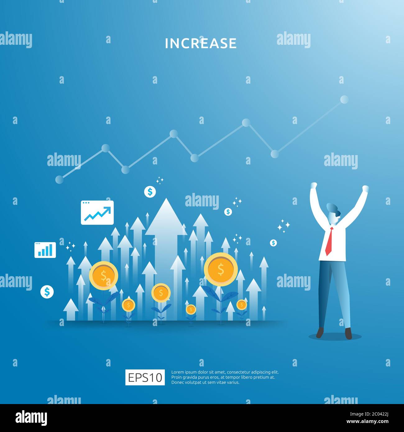 business profit growth, sale grow margin revenue with dollar symbol ...