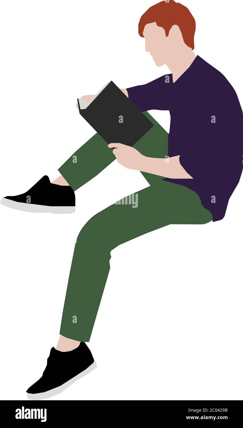 Sitting male person flat vector illustration Stock Vector Image & Art ...