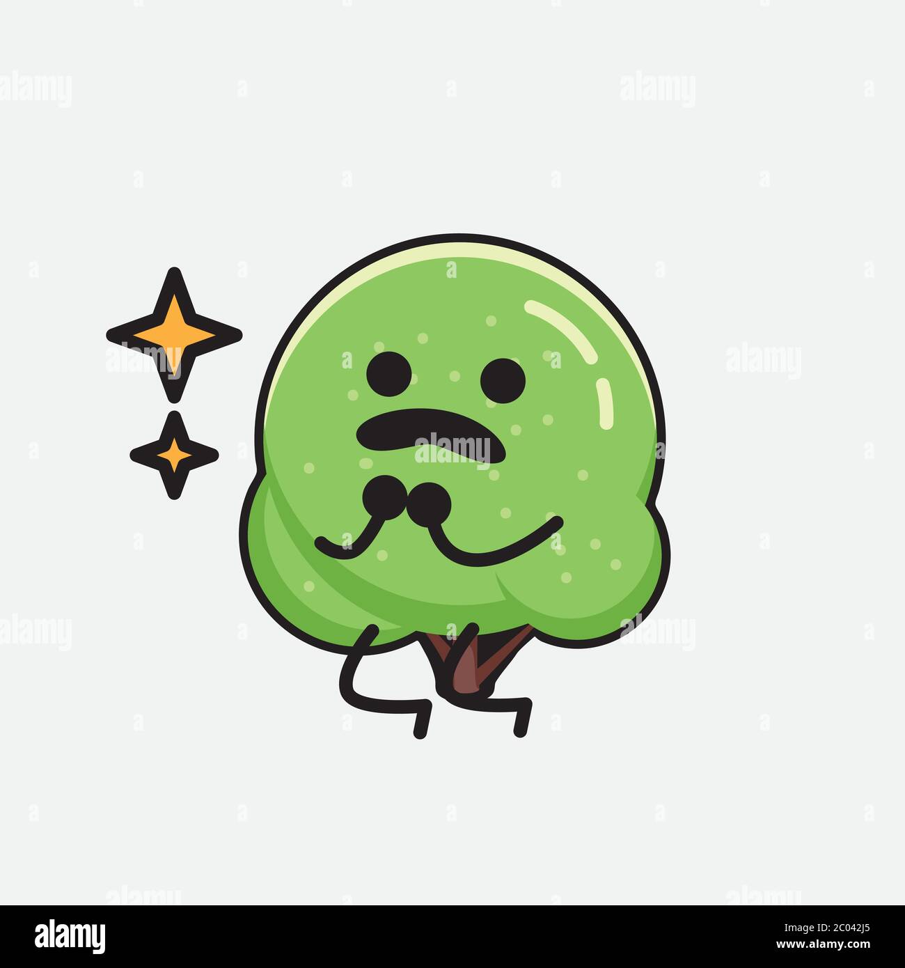 An illustration of Cute Green Rounded Tree Mascot Vector Character in ...