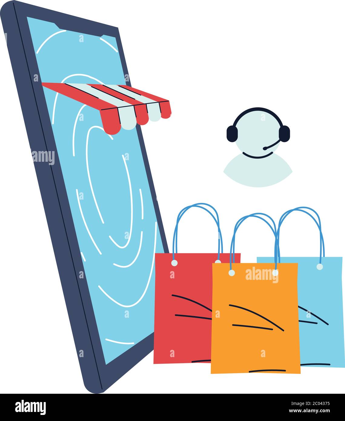 virtual store with call center vector illustration desing Stock Vector ...